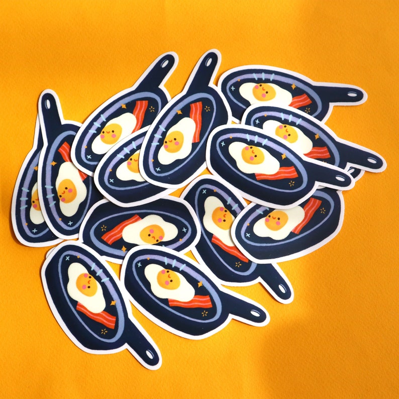 Kawaii Egg Frying Pan Vinyl Sticker Kawaii Art Cute - Etsy