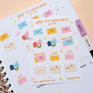 Happy Mail Sticker Sheet - Kawaii Stickers - Cute Stationery - Journal ...