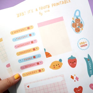 Juicy Fruit Bujo Stickers & Journal Kit Kawaii Stickers Bujo Printable ...