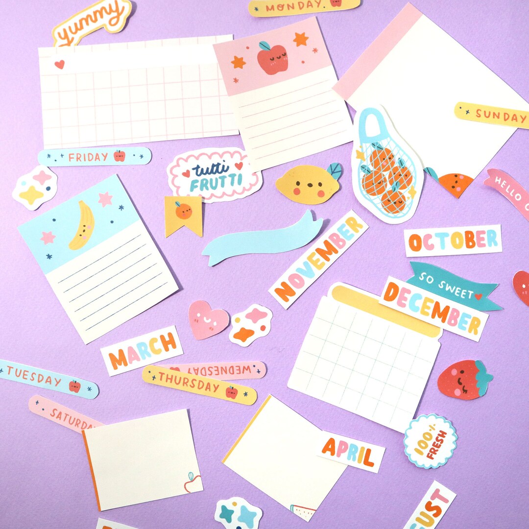 Juicy Fruit Bujo Stickers & Journal Kit Kawaii Stickers Bujo Printable ...