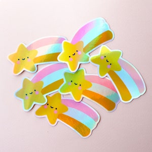 Holographic Shooting Star Sticker - Kawaii Sticker - Kawaii Star - Cute ...