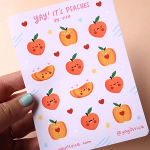 Peach Sticker Sheet - Kawaii Stickers - Cute Stationery - Journal ...