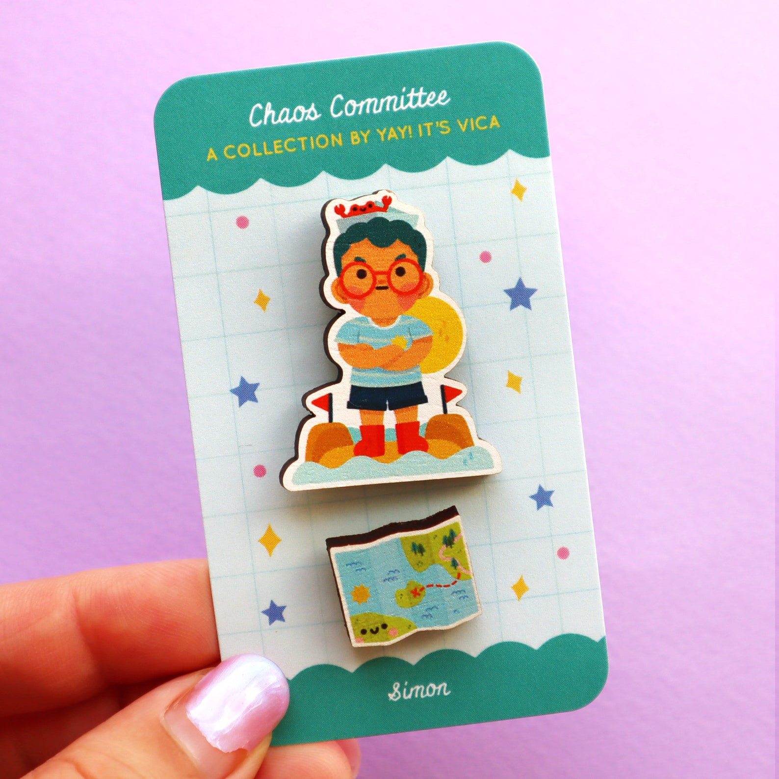 Chaos Committee Wooden Pin - Cute Pin - Character Pin - Kawaii Pin ...