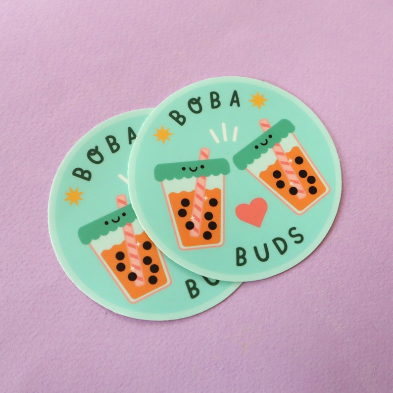 Boba Buds Vinyl Sticker - Kawaii Sticker - Cute Sticker - Food Sticker ...