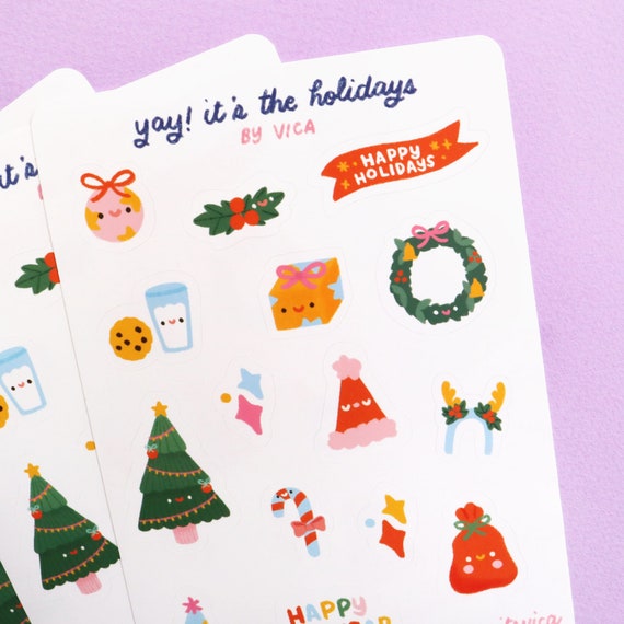 Holiday Sticker Sheet Christmas Stickers Cute Sticker | Etsy