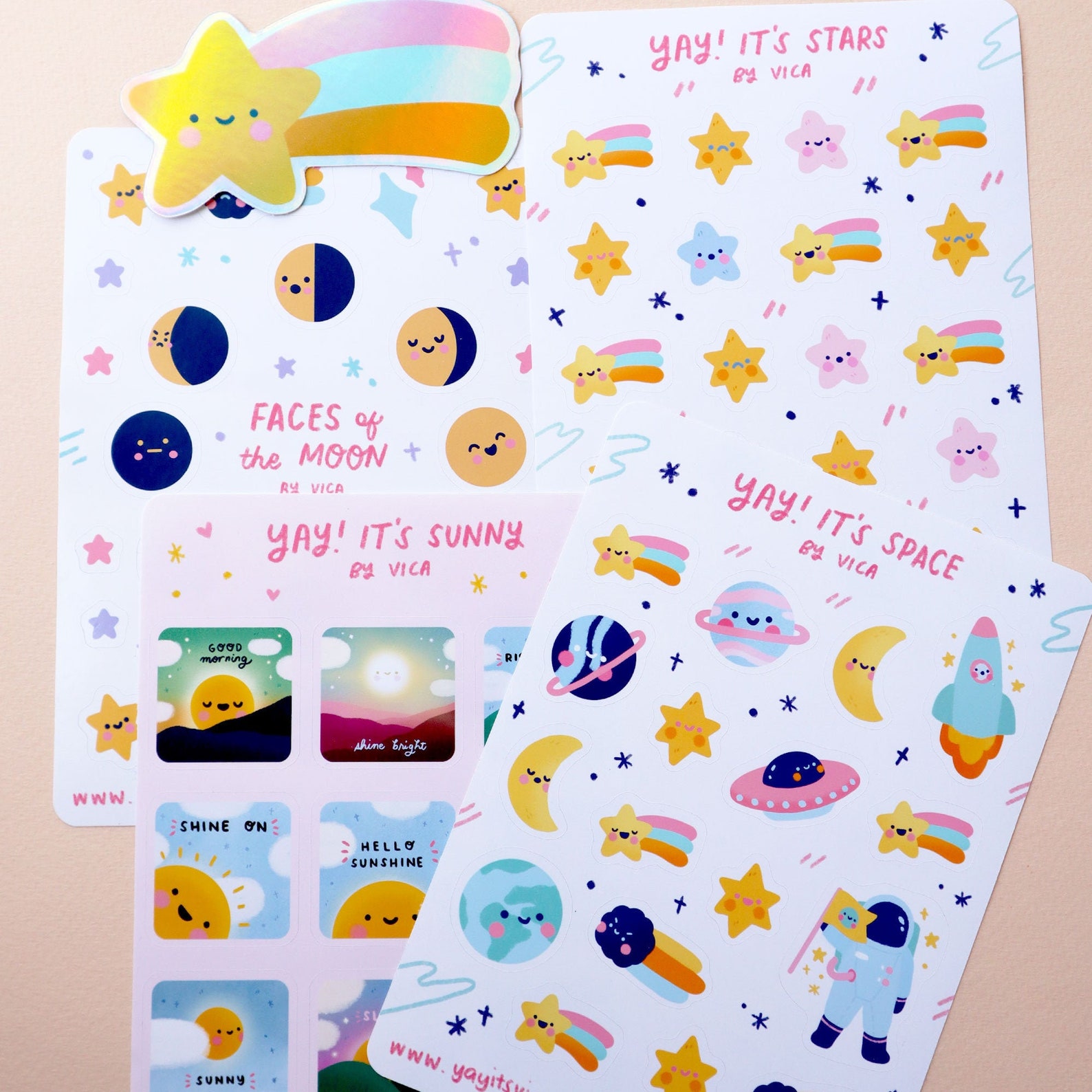 Kawaii Space Sticker Bundle Cute Stationery Journal - Etsy