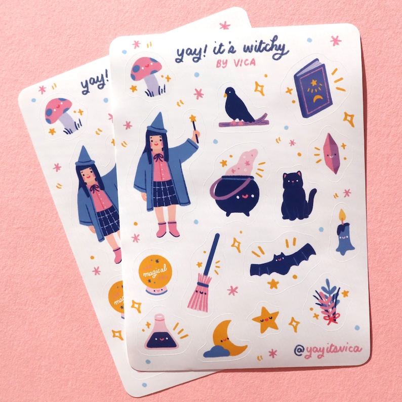 Witchy Sticker Sheet - Magic Stickers - Cute Sticker Sheet - Kawaii ...