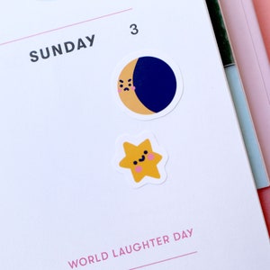 Faces of the Moon Planner Stickers – Kawaii Journal Star Stickers - Etsy