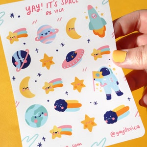 Kawaii Space Sticker Bundle - Cute Stationery - Journal Stickers - Star ...