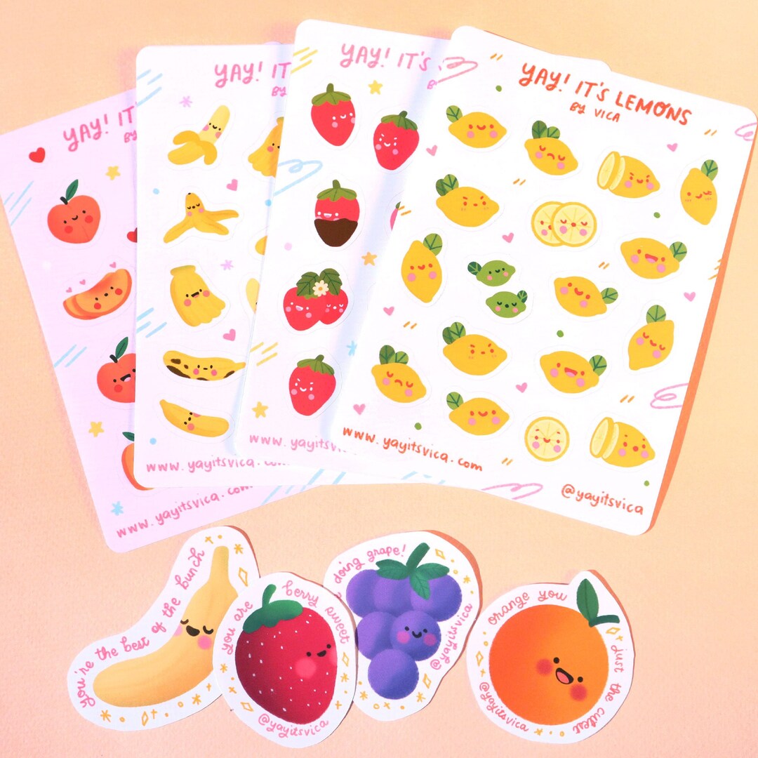 Cute Fruit Sticker Bundle Journal Stickers Cute Stickers Lemon Stickers ...