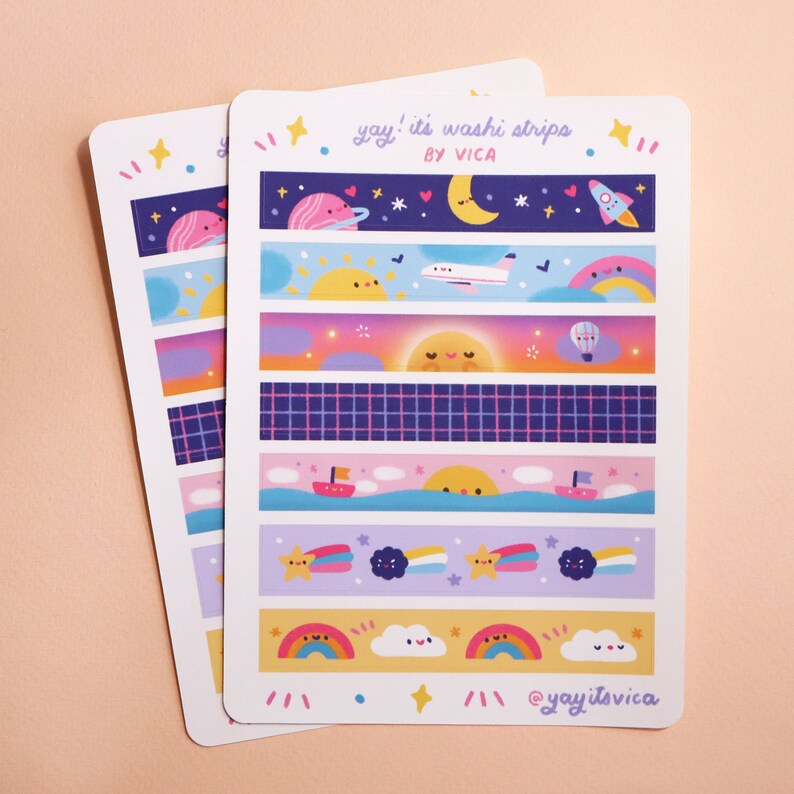 Sunshine Sticker Sheet Sky Stickers Cute Washi Strips - Etsy