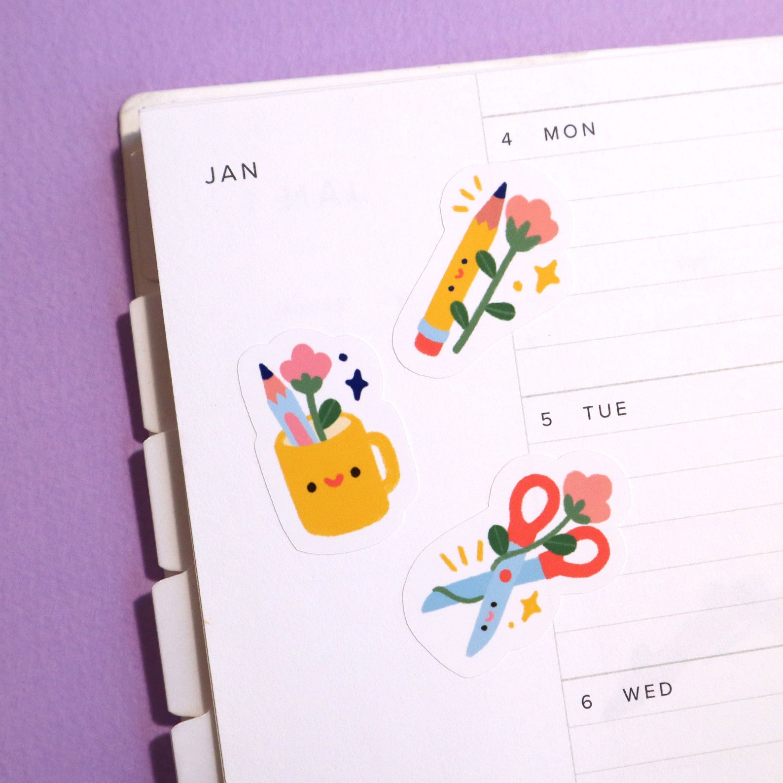 Art Supplies Sticker Sheet Kawaii Stickers Pencil Stickers | Etsy