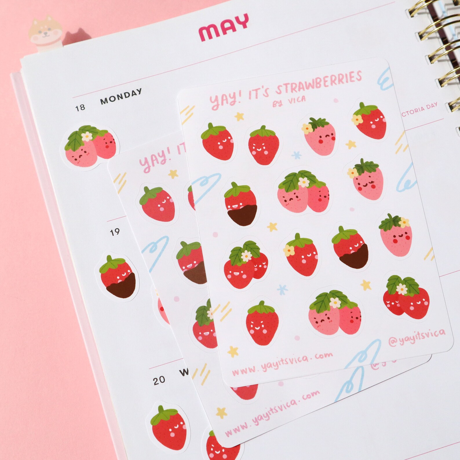 Strawberry Sticker Sheet Kawaii Stickers Cute Stationery - Etsy