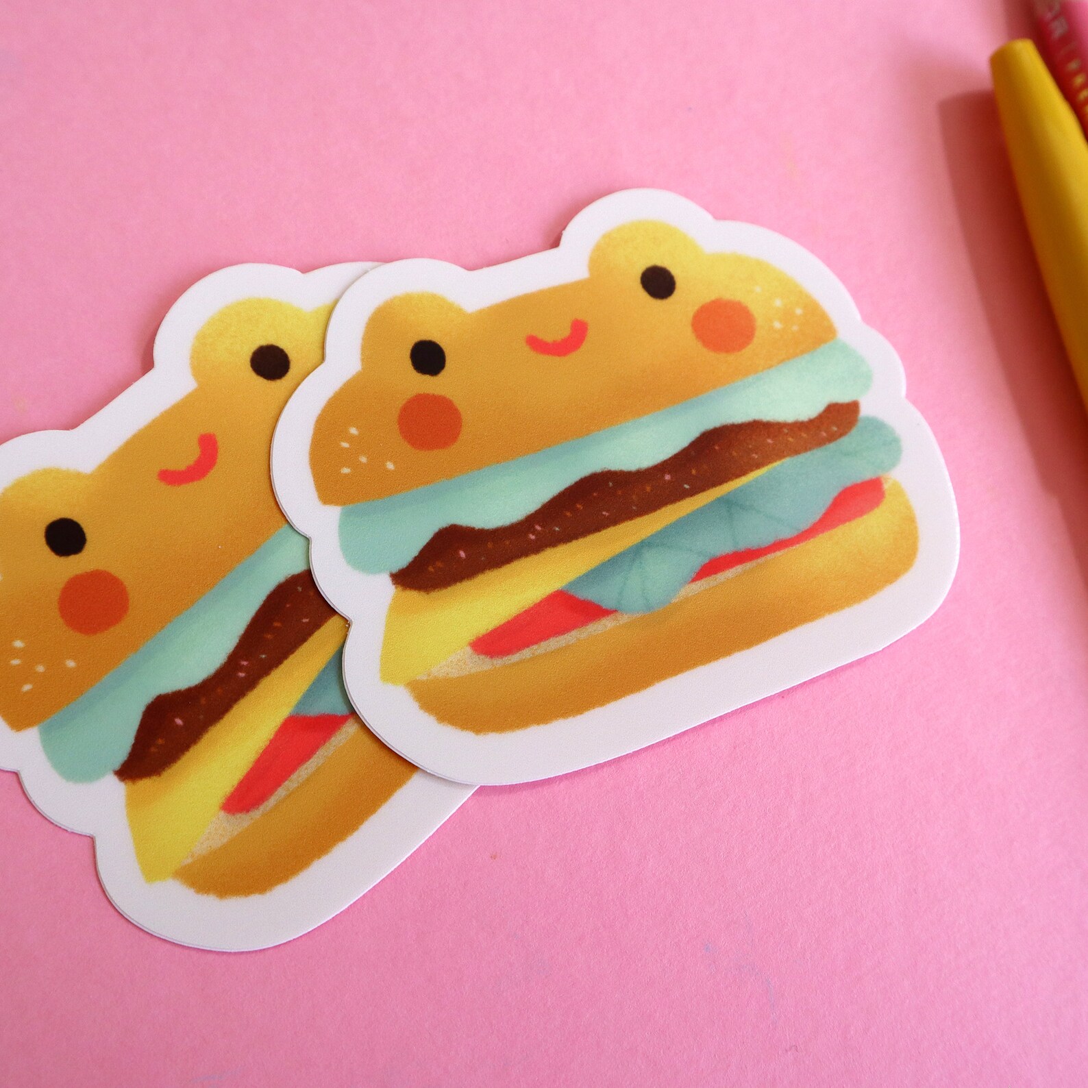 Froggy Burger Vinyl Sticker Kawaii Food Sticker Journal | Etsy