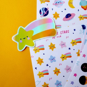 Kawaii Space Sticker Bundle - Cute Stationery - Journal Stickers - Star ...