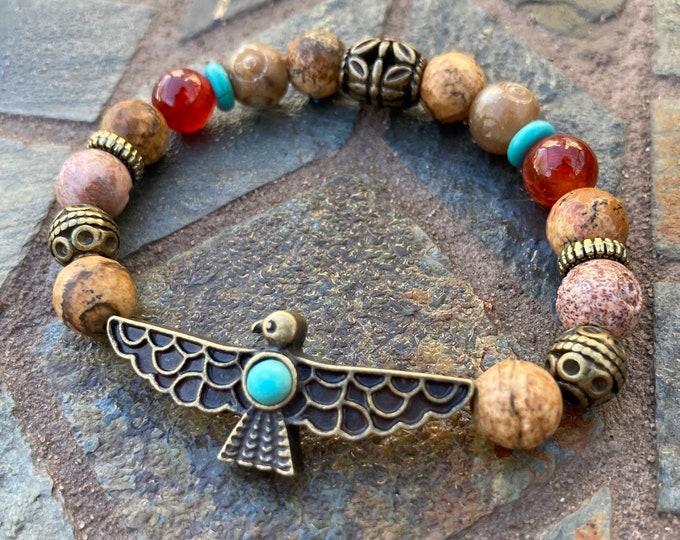 Vintage Thunderbird Bracelet Antiqued Silver or Bronze, Navajo Bracelet ...