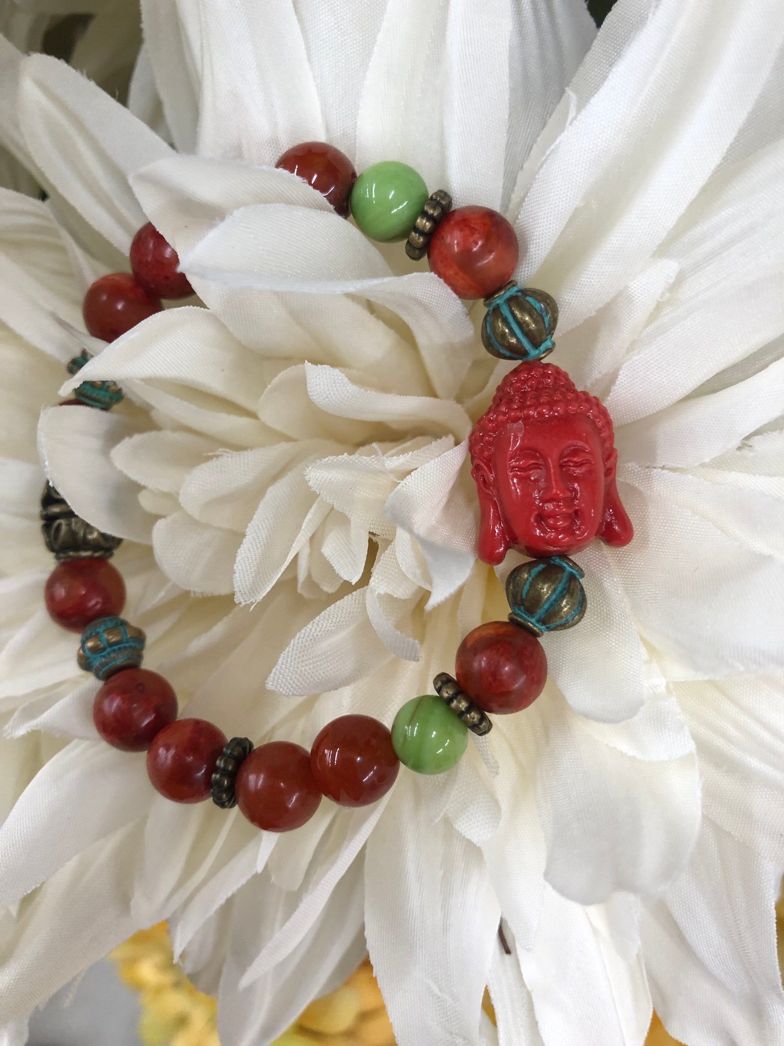 Buddha Bracelet Red. Women's Bracelet. Mens Bracelet. - Etsy