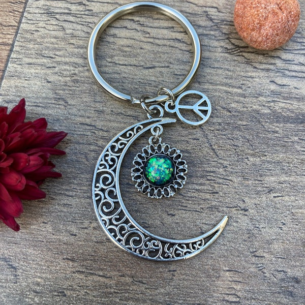 Moon Keychain - Etsy