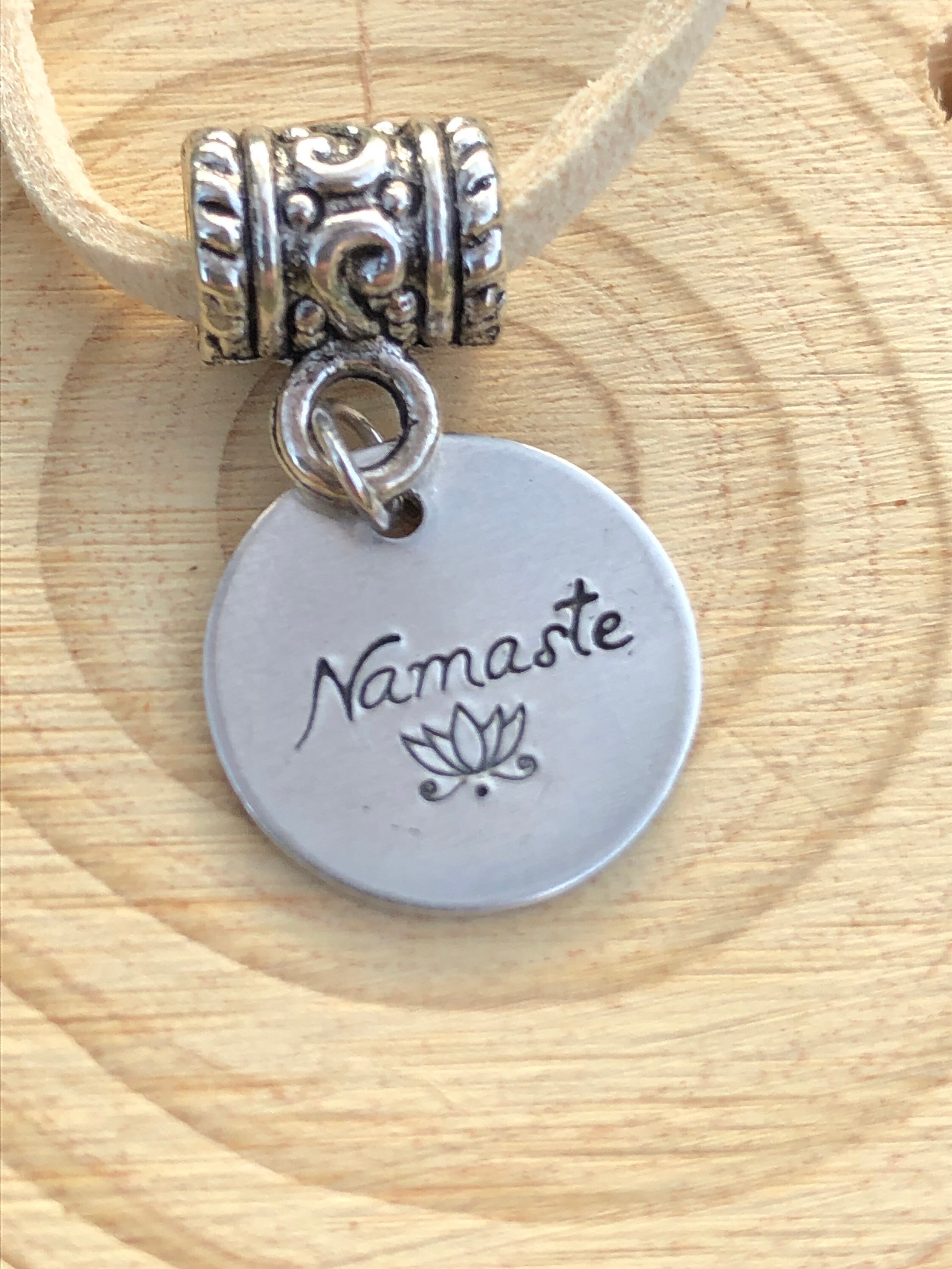 Hand Stamped Namaste Lotus Necklace. Women's Jewelry. - Etsy UK
