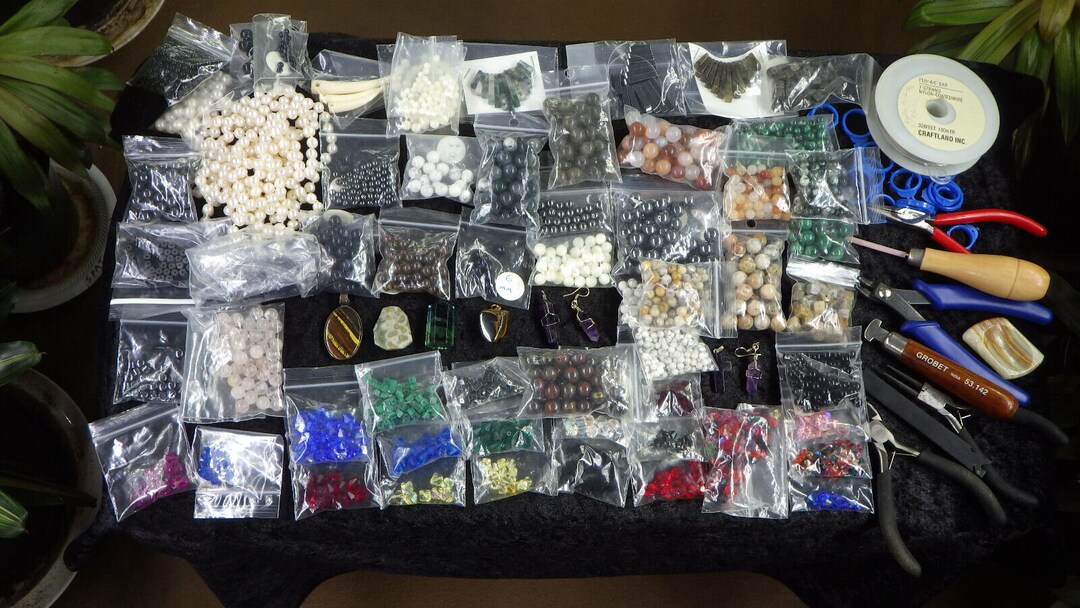 Crafter's Bead Box Lot! Mineral & Rock Beads, Swarovski Crystals ...