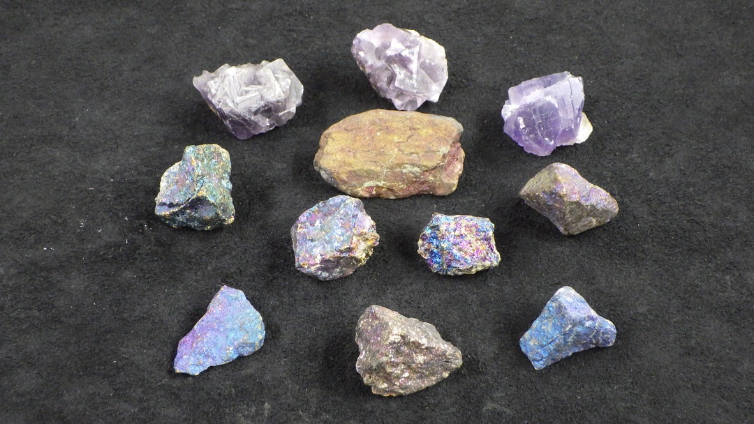 Lot of 8 Bornite A.k.a. "peacock Rock" & 3 Purple Fluorite! - Etsy