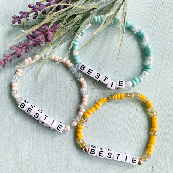 Custom Personalized Bestie Bead Bracelet BFF Bead Bracelet - Etsy