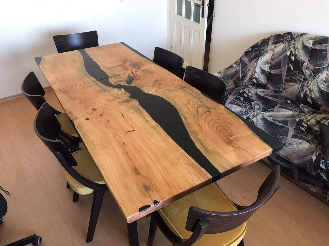 Esstisch River mit blauem Epoxy Epoxy-Tisch River-Tisch | Etsy