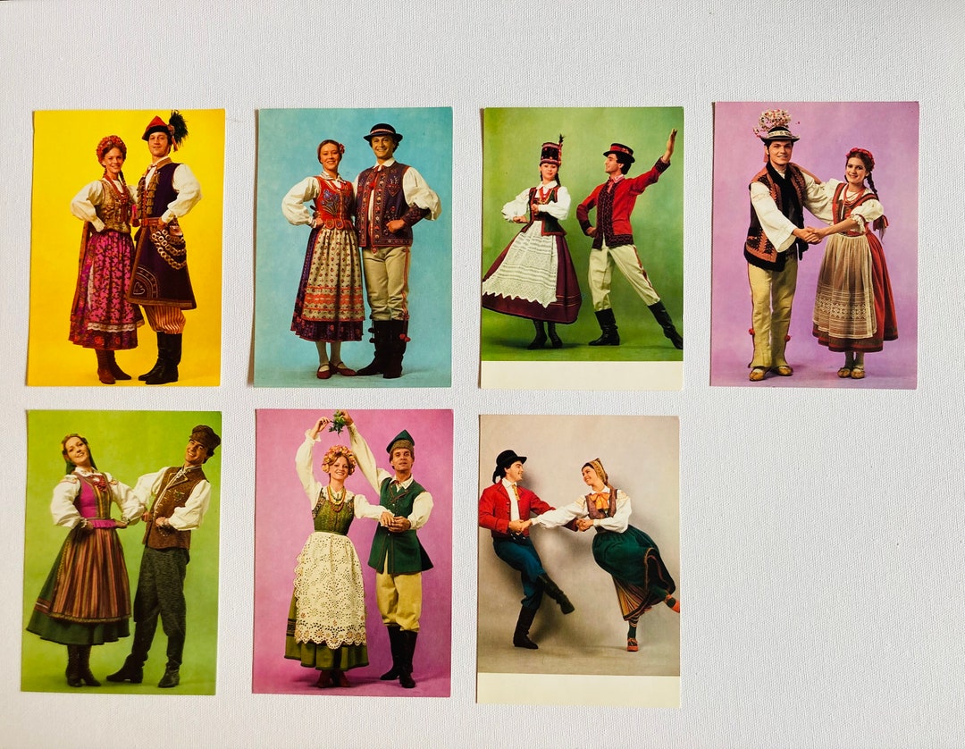 Rare Polish Mazowsze Folk Dance Costumes Postcards Collection. - Etsy