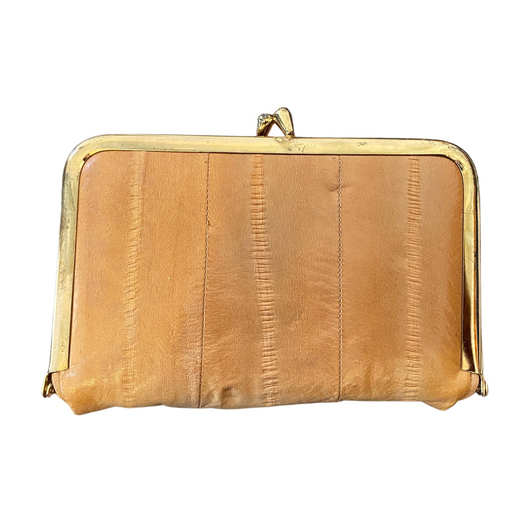 Vintage Korean Eel Skin Purse With Gold Accent - Etsy