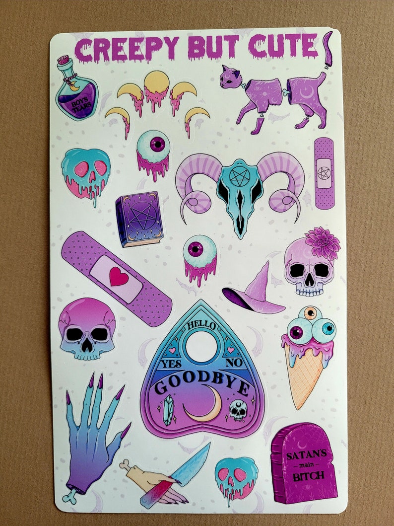 Creepy but Cute Sticker Sheet - Etsy