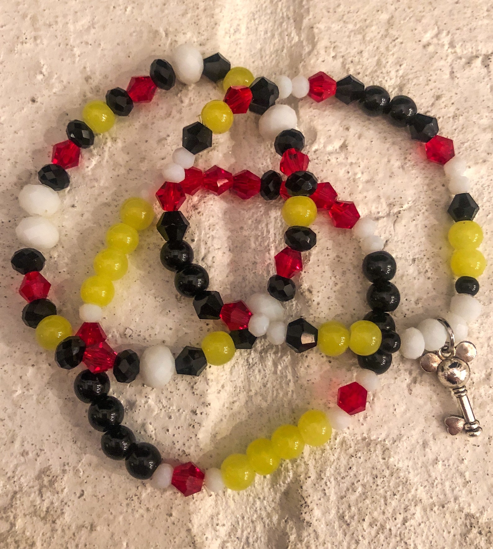 Mickey Mouse Inspired Beaded Bracelet Set, Mickey Mouse Bracelet ...