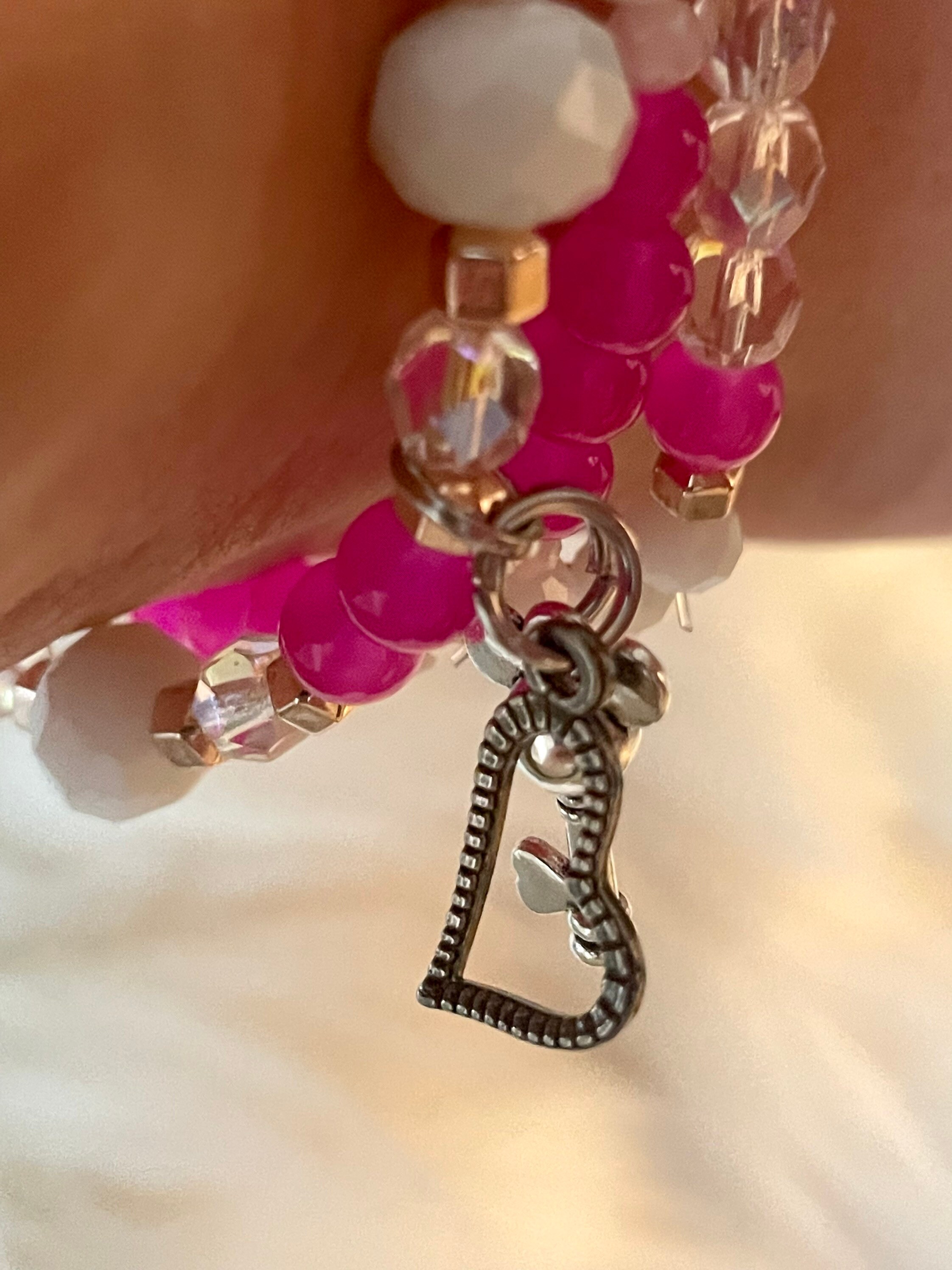 Key to Mickey's Heart Beaded Bracelet Set, Valentine's Day Beaded ...