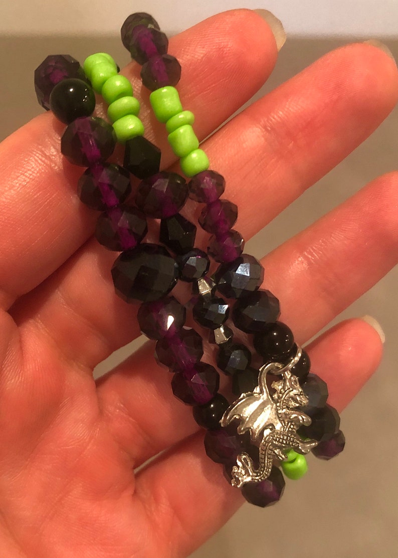 Maleficent Inspired Beaded Bracelet Set Disney Bracelets - Etsy