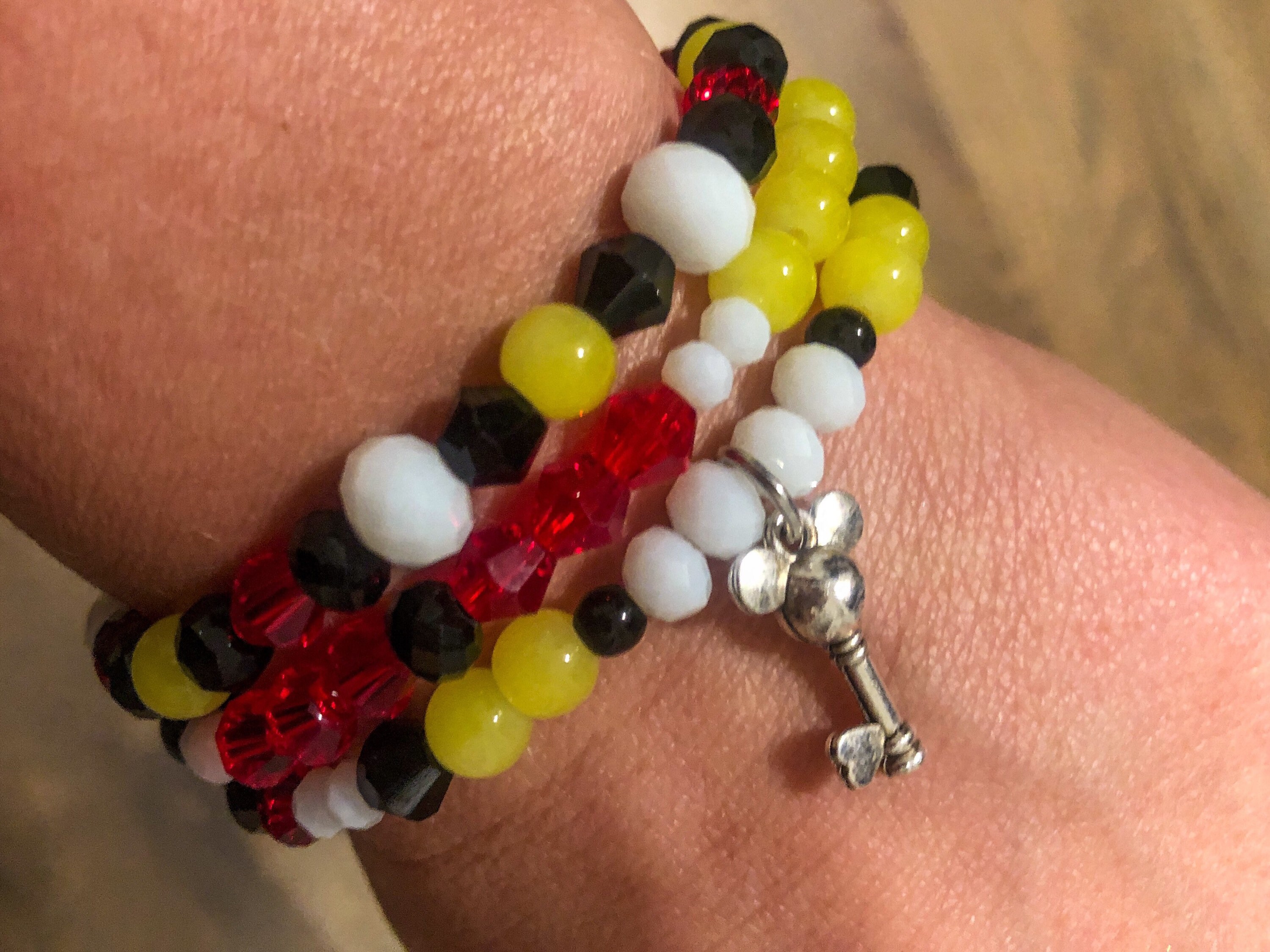 Mickey Mouse Inspired Beaded Bracelet Set, Mickey Mouse Bracelet ...
