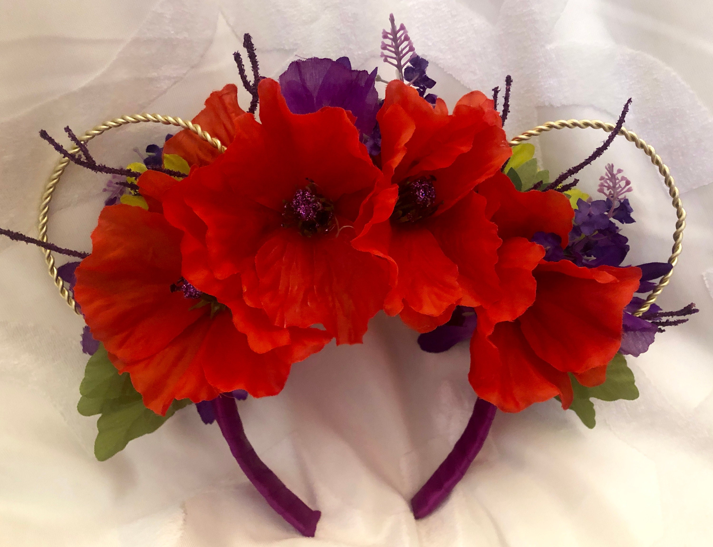 Villain Inspired Floral Mickey Ears Minnie Ears Floral Ears - Etsy