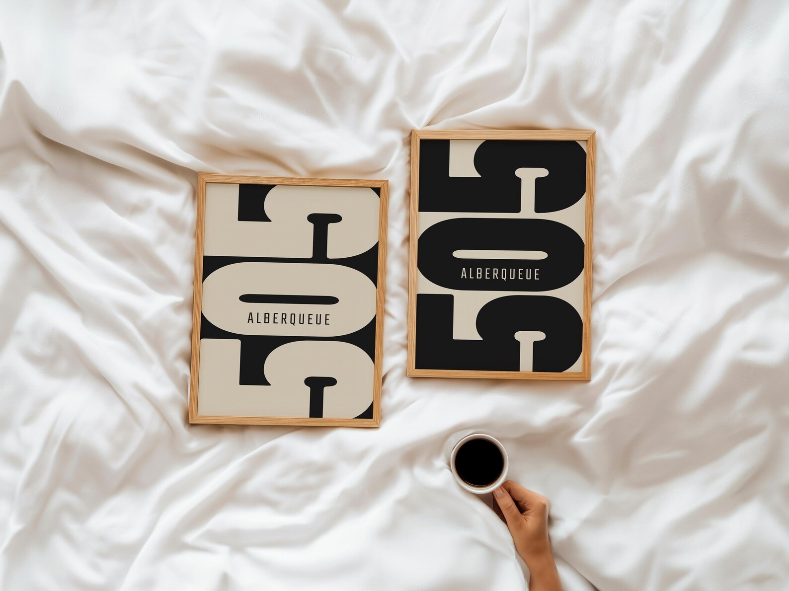 Albuquerque NM 505 Area Code Print Set – Black & Beige Typography ...
