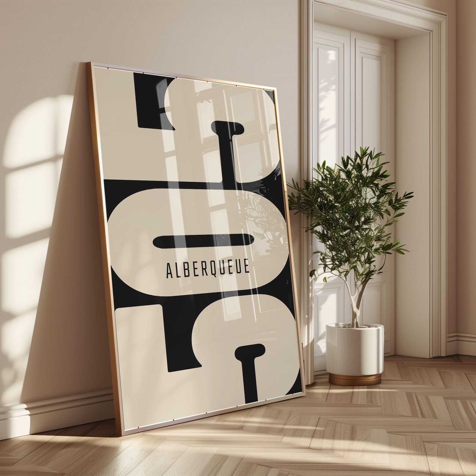 Albuquerque NM 505 Area Code Print Set – Black & Beige Typography ...