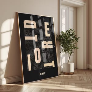 Detroit Typography Print, Wall Art, Digital Poster, Digital Art, City ...
