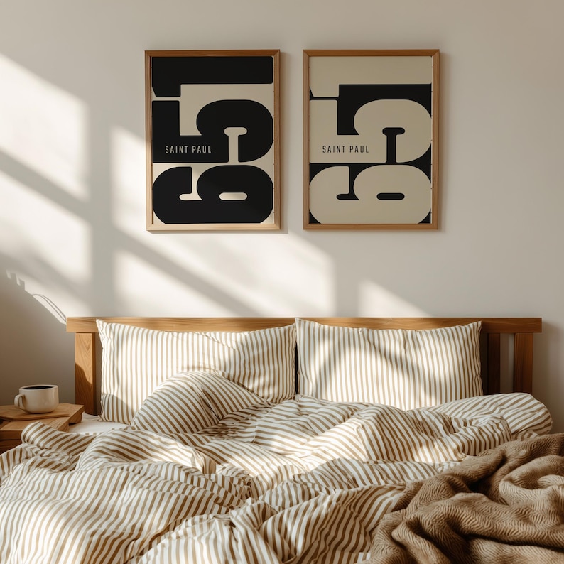 Saint Paul MN 651 Area Code Print Set – Black & Beige Typography (digital Download) - Etsy