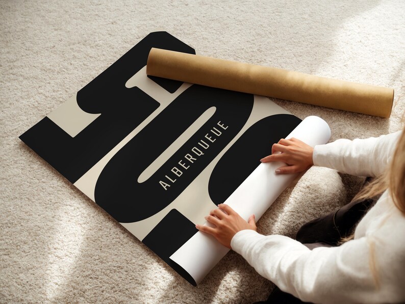 Albuquerque NM 505 Area Code Print Set – Black & Beige Typography ...