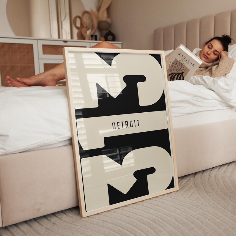 Detroit 313 Area Code Poster Set – Modern Typography Prints (digital ...