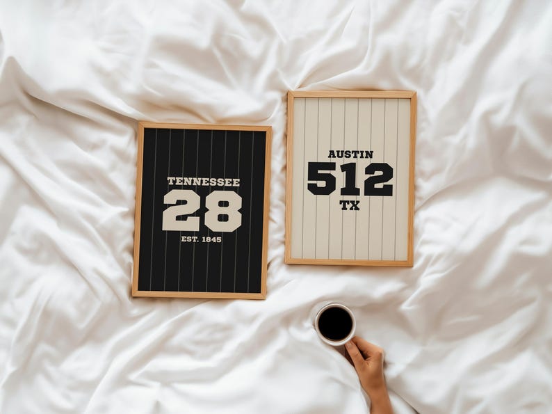 Austin 512 TX Area Code Print Set – Baseball Theme Black & White Typography - Etsy