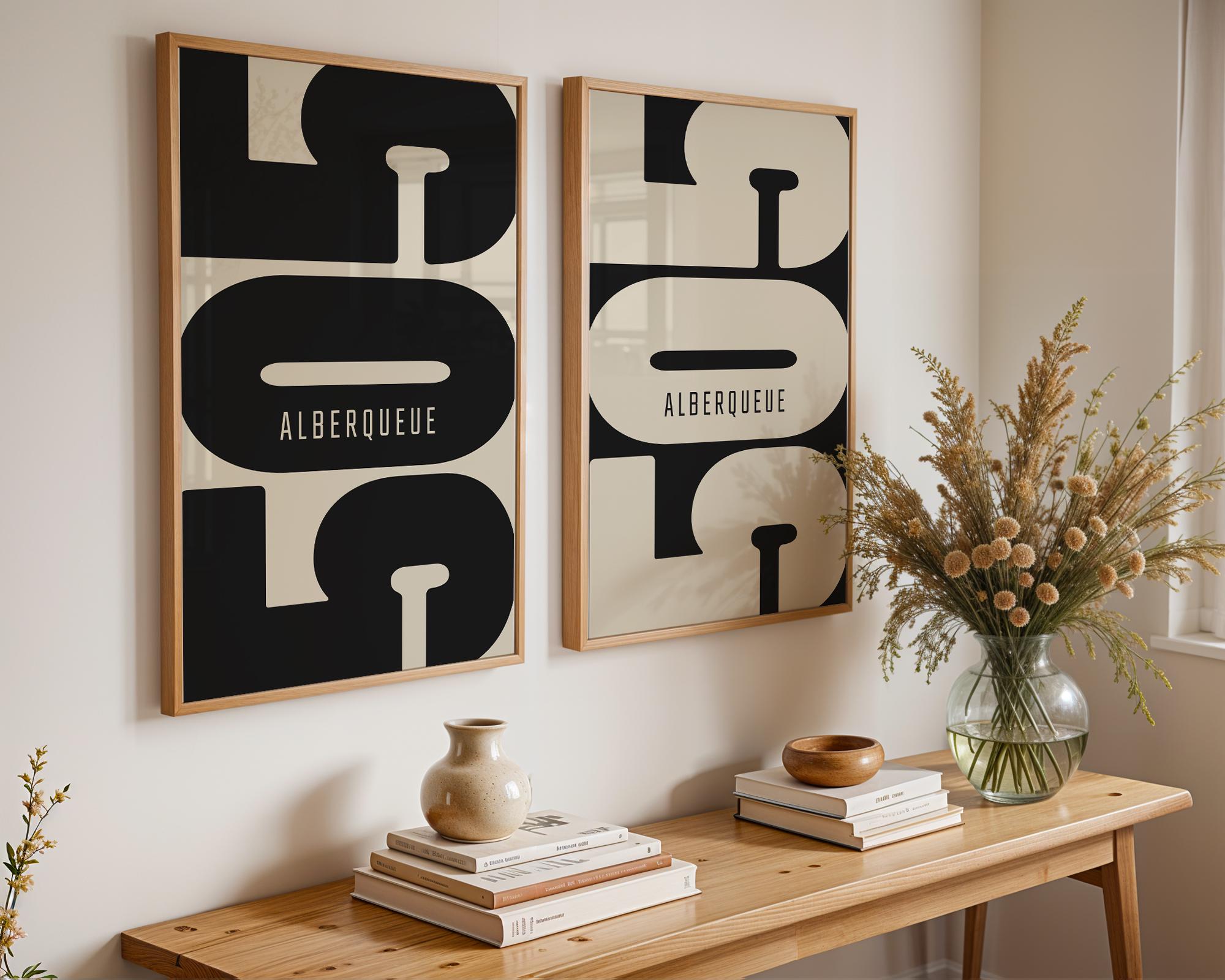 Albuquerque NM 505 Area Code Print Set – Black & Beige Typography ...