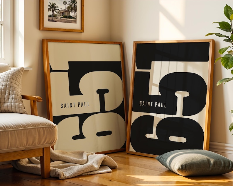 Saint Paul MN 651 Area Code Print Set – Black & Beige Typography (digital Download) - Etsy