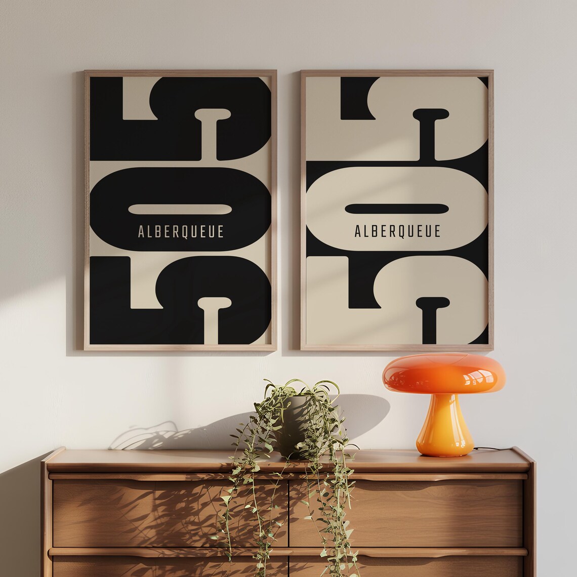 Albuquerque NM 505 Area Code Print Set – Black & Beige Typography ...