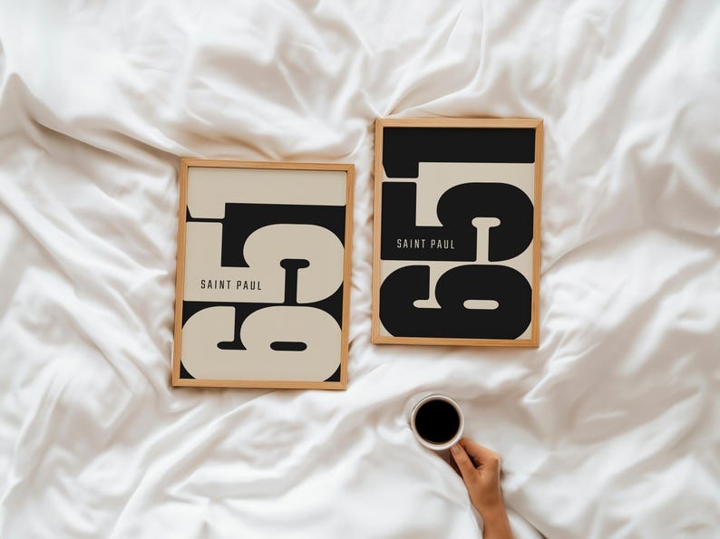 Saint Paul MN 651 Area Code Print Set – Black & Beige Typography (digital Download) - Etsy
