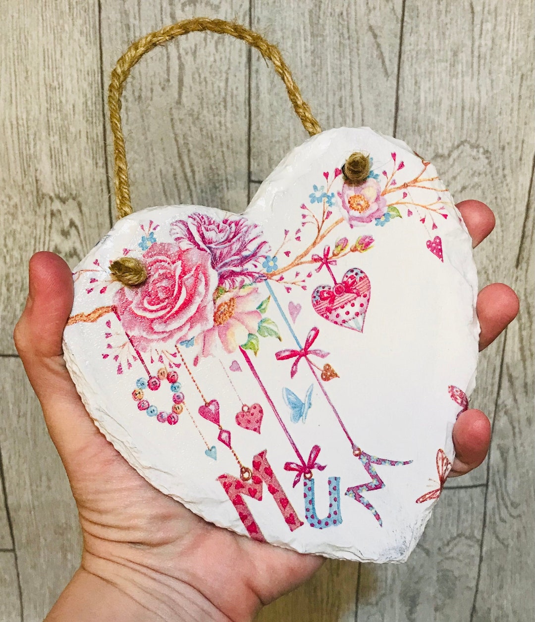 Mum Hanging Slate Heart, Home Decor, New Mum Gift, Gift for Mothers Day ...