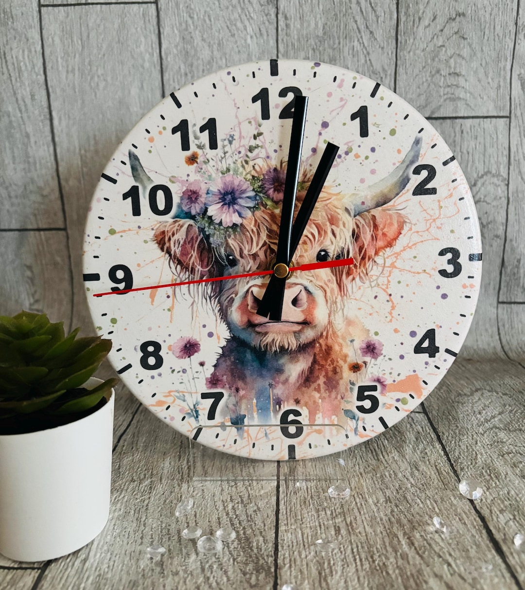 Highland Cow Clock and Other Designs Gift for Her, Gift for Mum ...