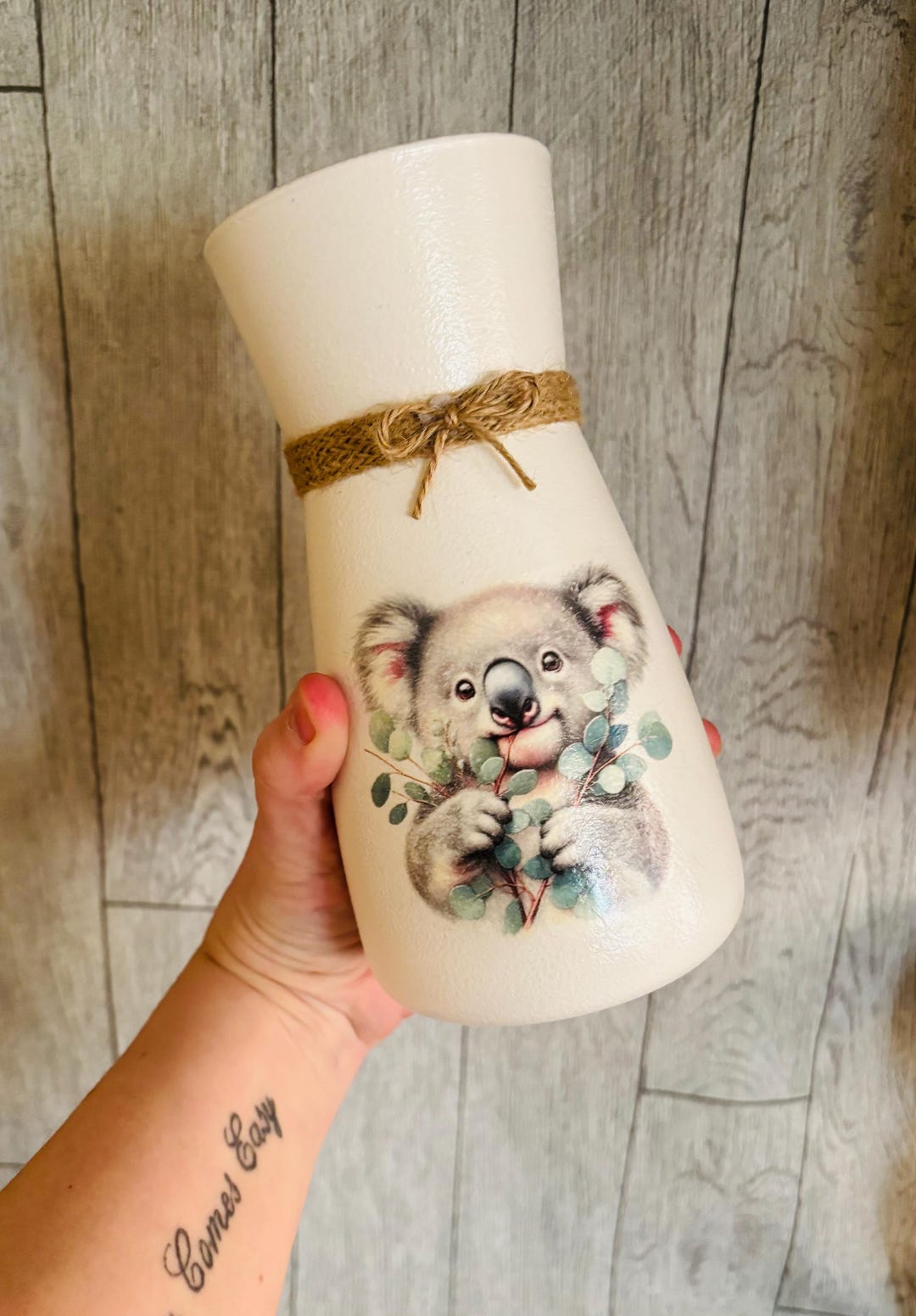 Cute Koala With Eucalyptus Glass Vase, Home Decor, Gift for Her, Gift ...