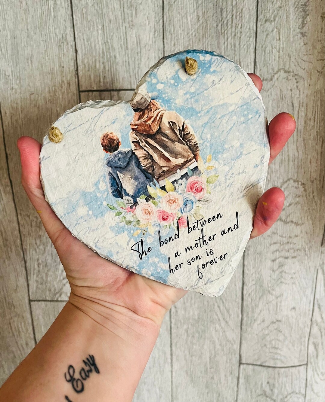 Mother and Son Quote, Hanging Slate Heart, Decoupage, Gift for Her ...